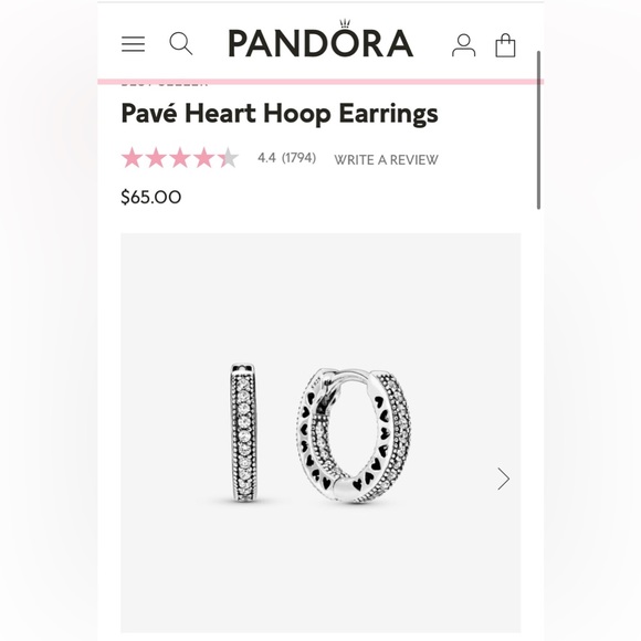 Pandora | Jewelry | Pandora Pave Heart Hoop Earrings | Poshmark